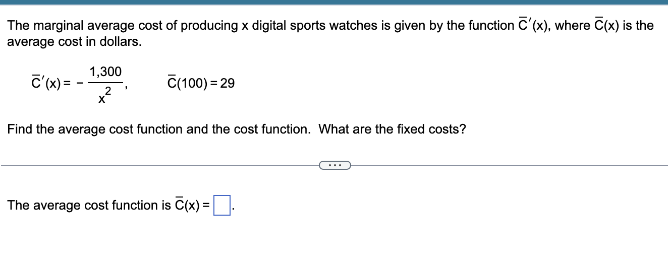 Solved The marginal average cost of producing x digital | Chegg.com