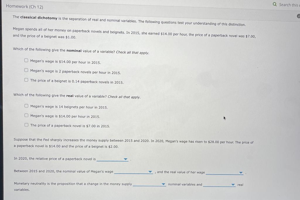Solved Homework (Ch 12) Q Search this The classical | Chegg.com