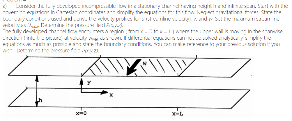 Solved a) Consider the fully developed incompressible flow | Chegg.com