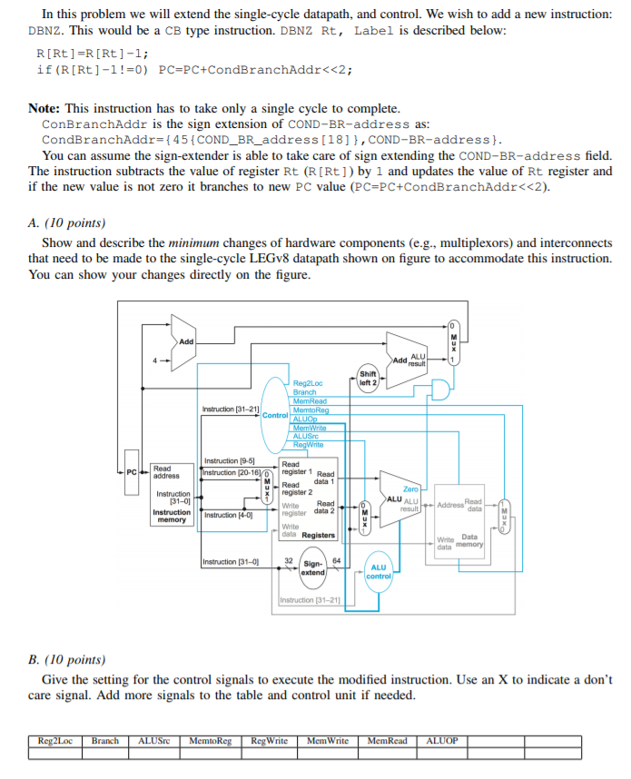 In this problem we will extend the single-cycle | Chegg.com