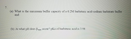 Solved 7. (a) What is the maximum buffer capacity of a 0.2M | Chegg.com
