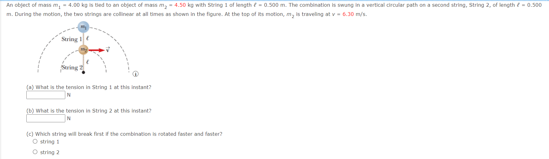 Solved An Object Of Mass M1 4 00 Kg Is Tied To An Object