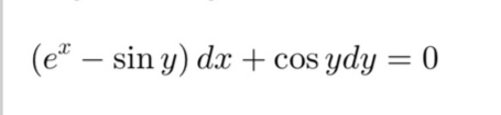 Solved (ex−siny)dx+cosydy=0 | Chegg.com
