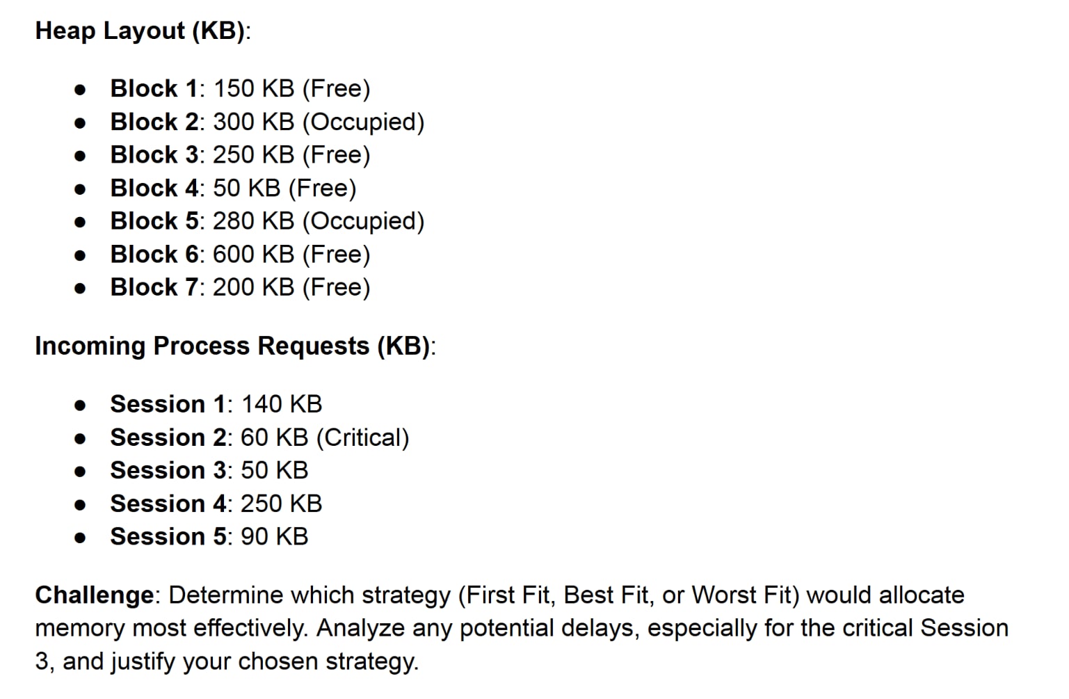 Solved Heap Layout Kb ﻿block 1 150 ﻿kb Free ﻿block 