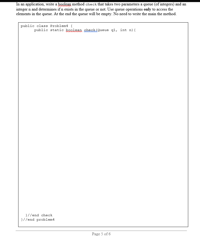 Solved In an application, write a boolean method check that | Chegg.com
