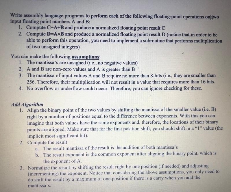 Write assembly language programs to perform each of | Chegg.com