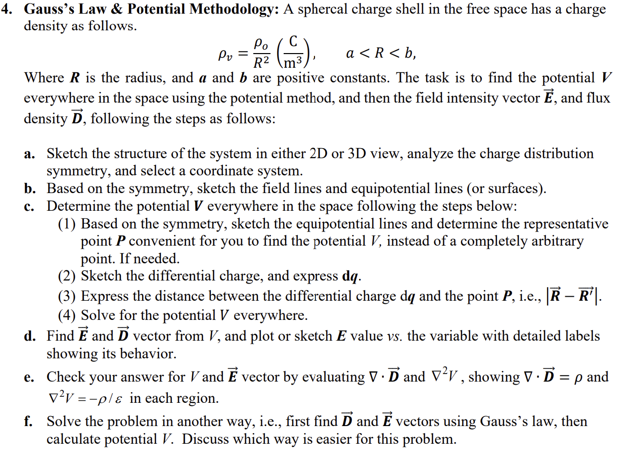 Solved Gauss's Law \& Potential Methodology: A sphercal | Chegg.com