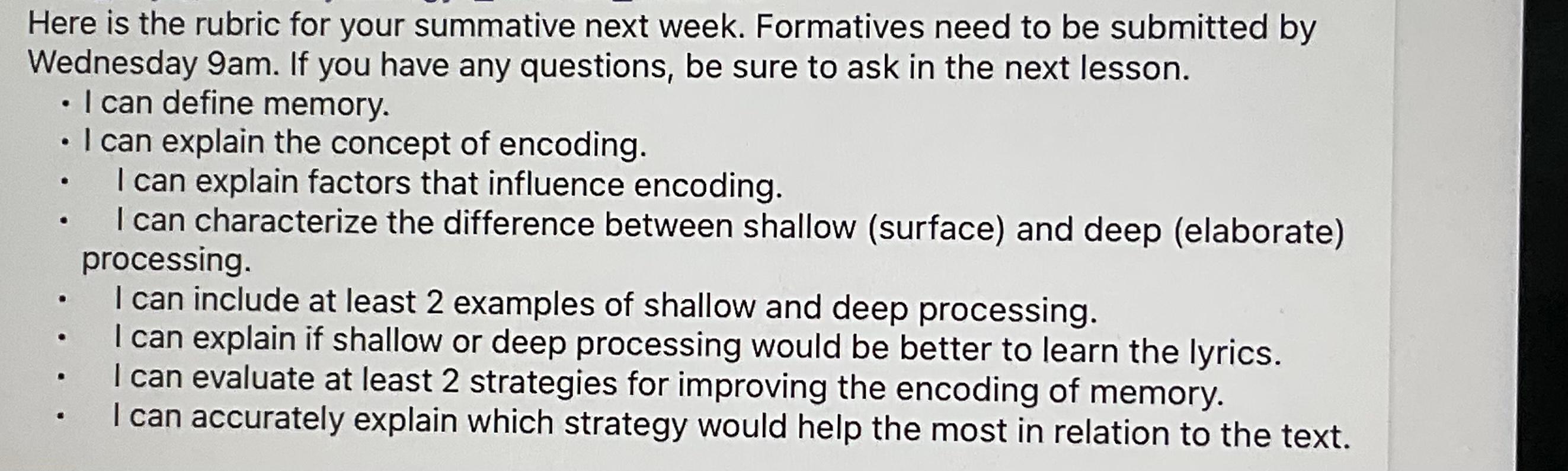 Solved Here is the rubric for your summative next week. | Chegg.com