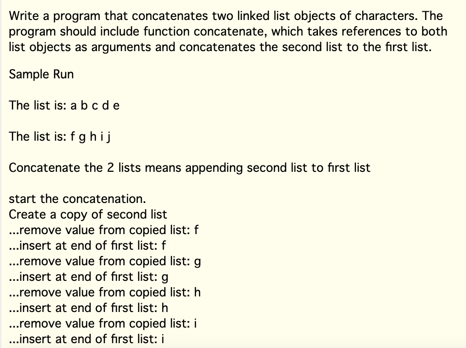 Write A Program That Concatenates Two Linked List Chegg