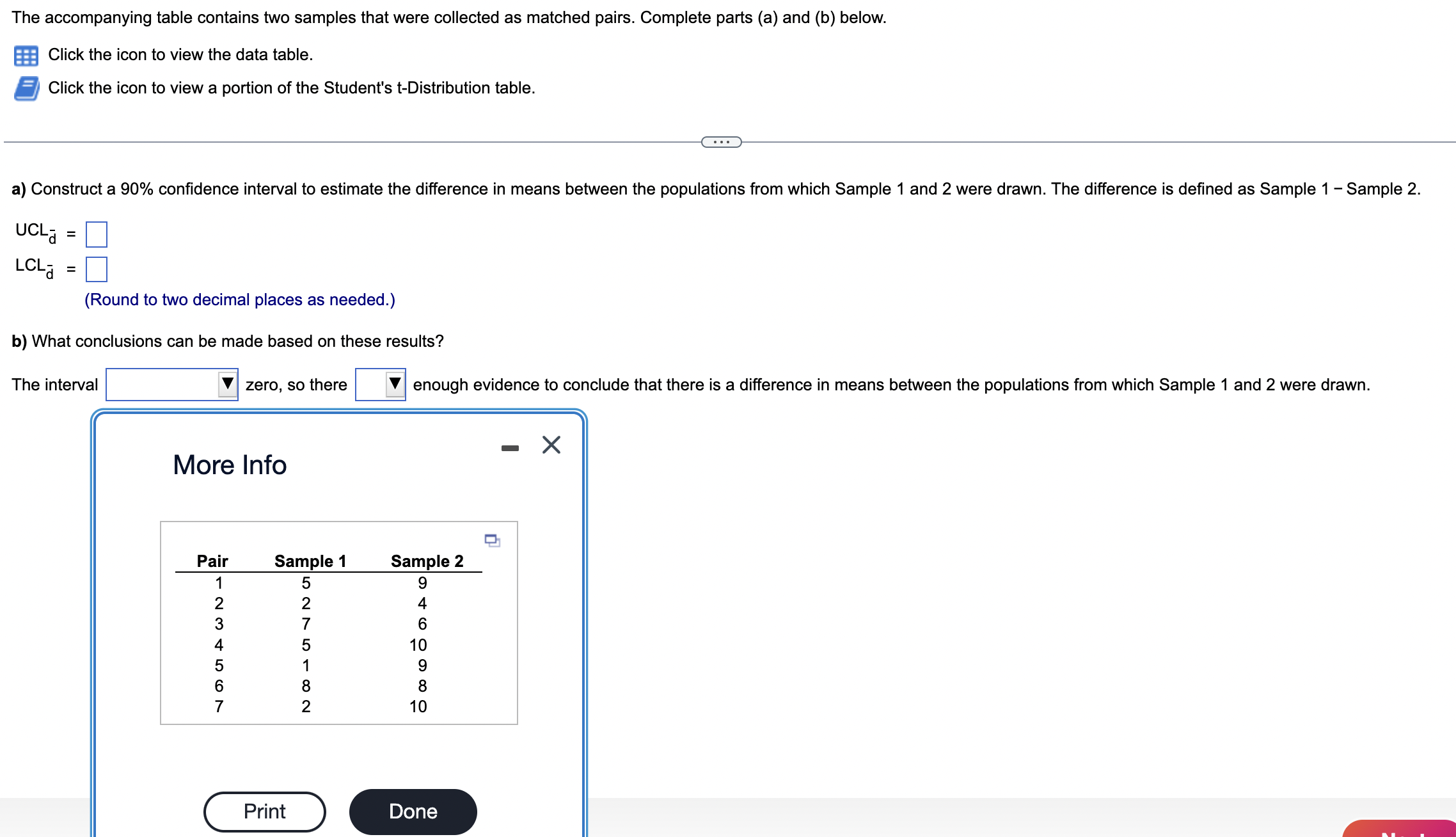 Solved The accompanying table contains two samples that were | Chegg.com
