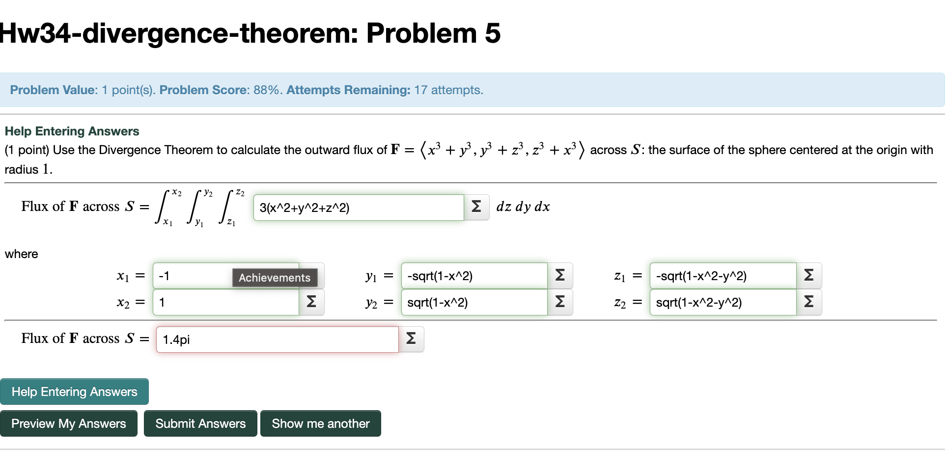 Solved Hw34-divergence-theorem: Problem 5 Problem Value: 1 | Chegg.com