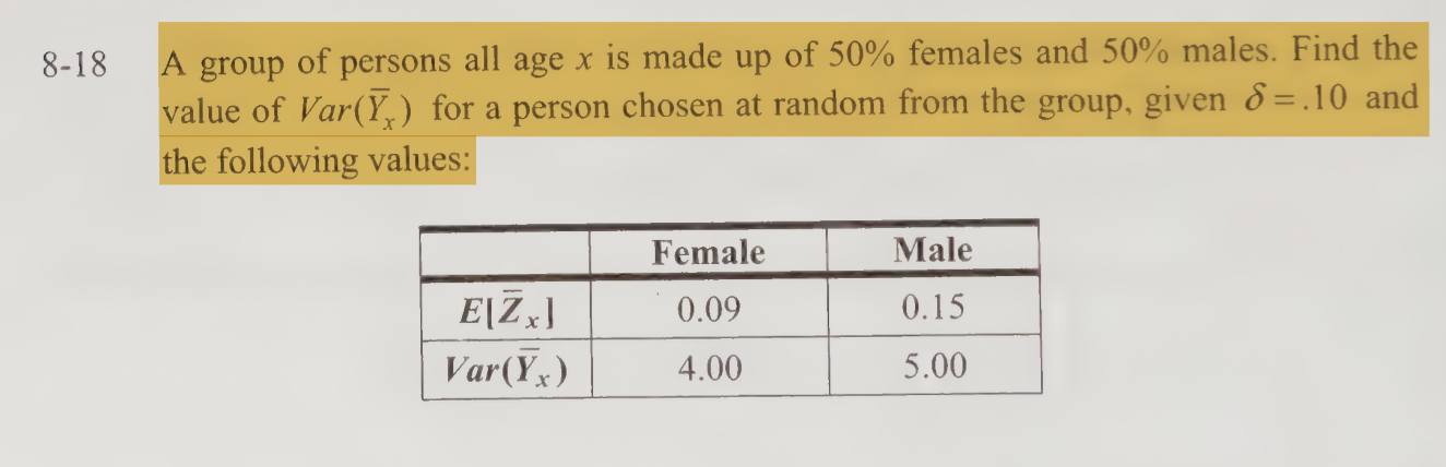Solved 8-18 ﻿A group of persons all age x ﻿is made up of 50% | Chegg.com