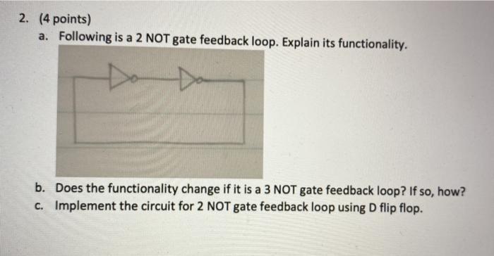 Solved 2. (4 points) a. Following is a 2 NOT gate feedback | Chegg.com