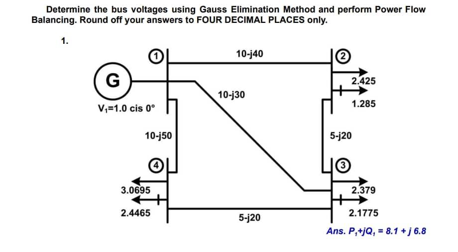 Solved Determine the bus voltages using Gauss Elimination | Chegg.com