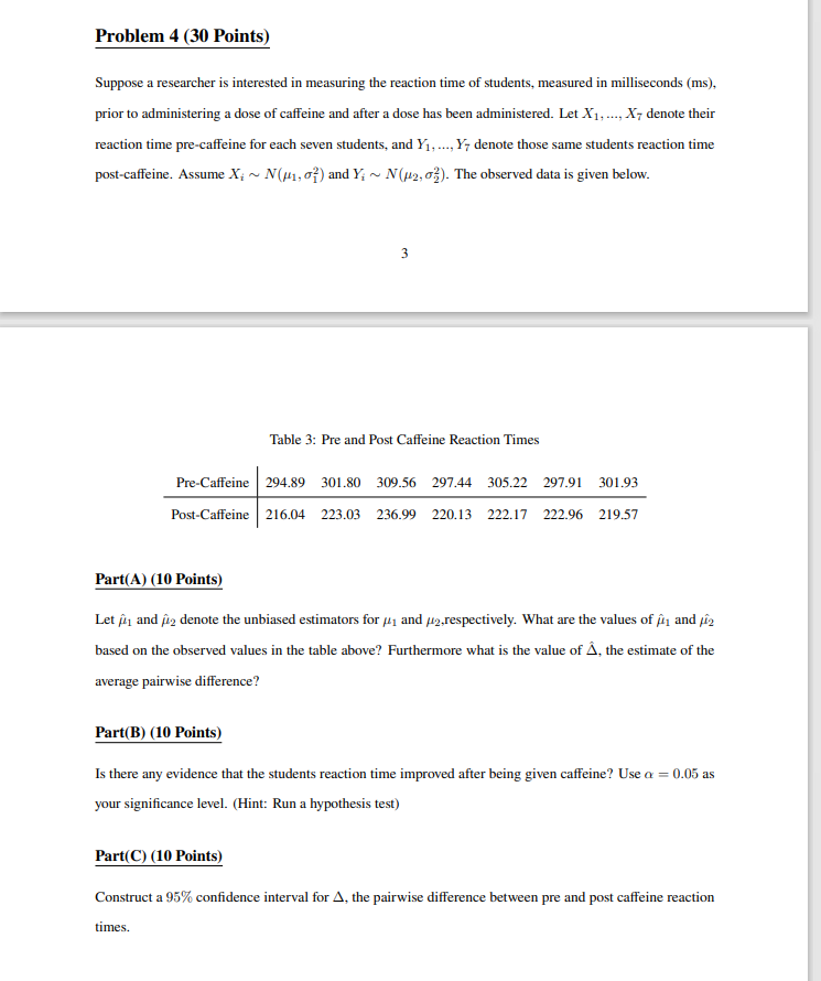 Solved Problem 4 (30 Points) Suppose a researcher is | Chegg.com