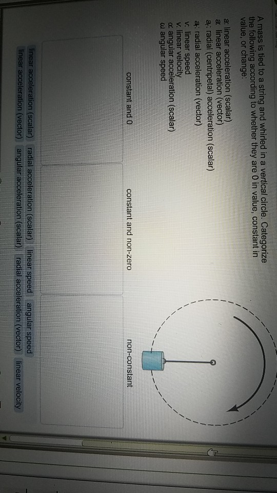 Solved A mass is tied to a string and whirled in a vertical | Chegg.com