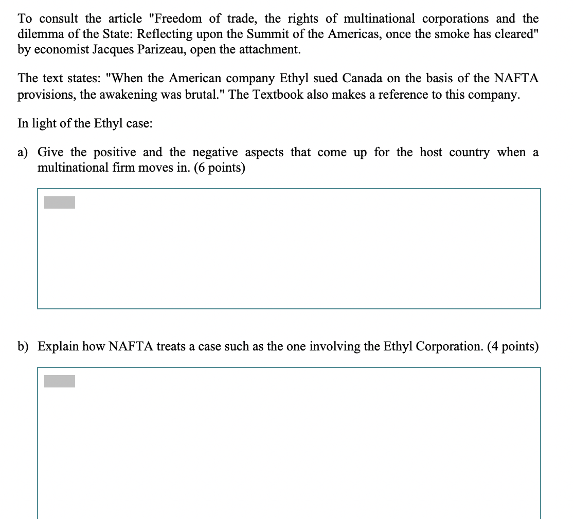 Solved To consult the article "Freedom of trade, the rights | Chegg.com