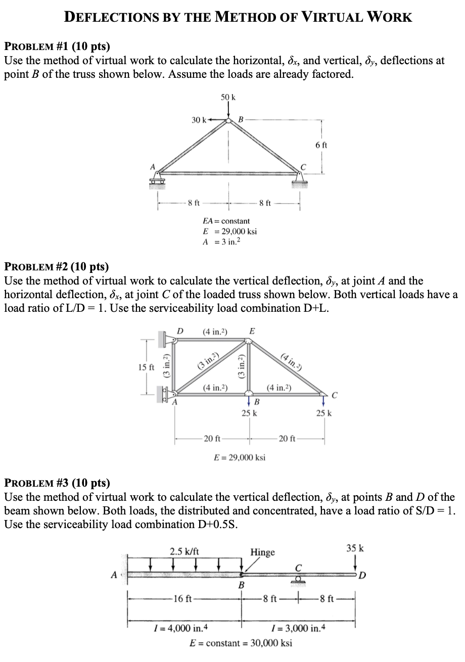 Solved DEFLECTIONS BY THE METHOD OF VIRTUAL WORK PROBLEM #1 | Chegg.com