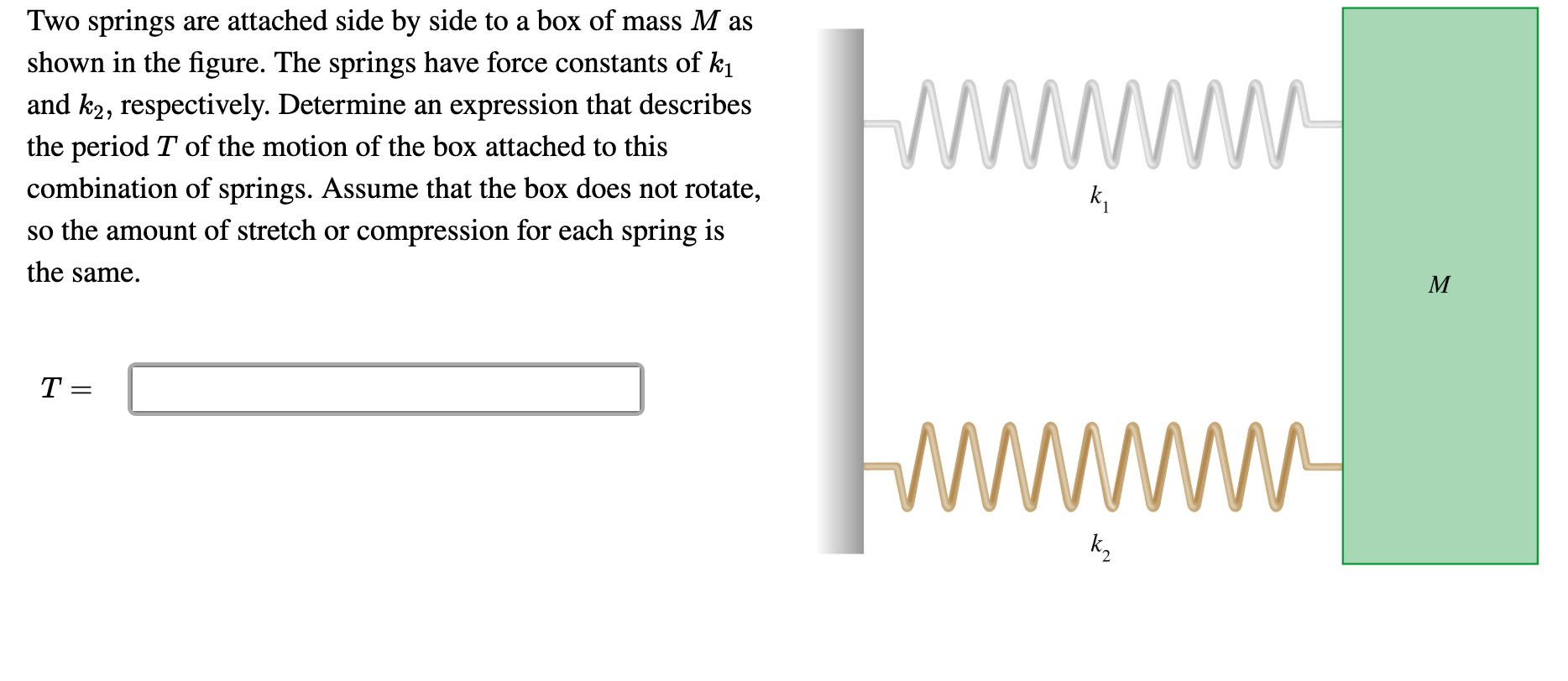 Solved Two springs are attached side by side to a box of | Chegg.com