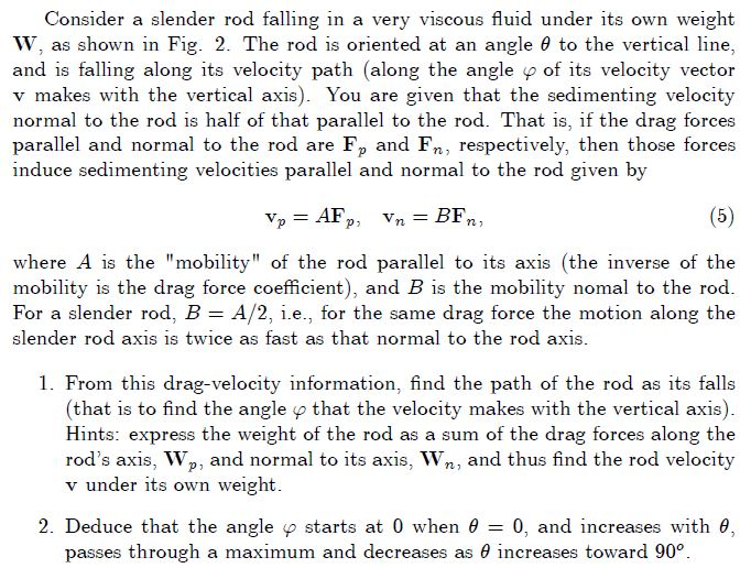 Path of rod Fig 2: A rod inclined at an angle & to | Chegg.com
