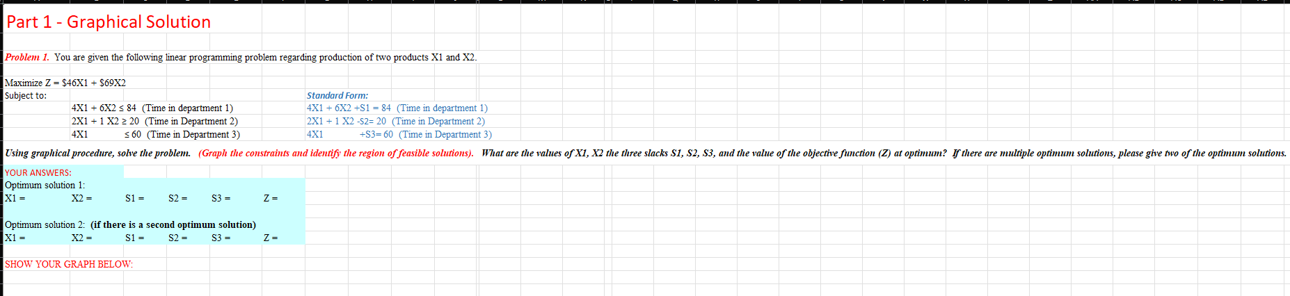 Solved Part 1 - ﻿Graphical SolutionProblem 1. ﻿You are given | Chegg.com