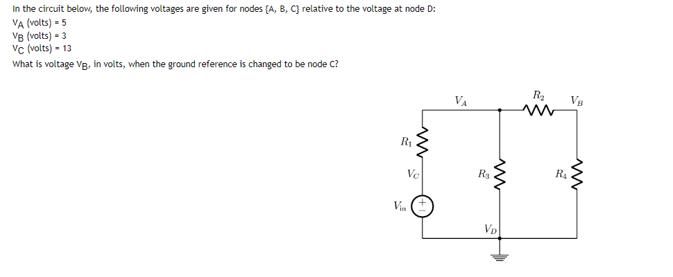 Solved In the circuit below, the following voltages are | Chegg.com
