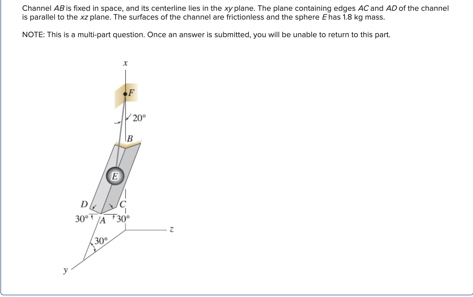 Solved Channel AB is fixed in space, and its centerline lies | Chegg.com