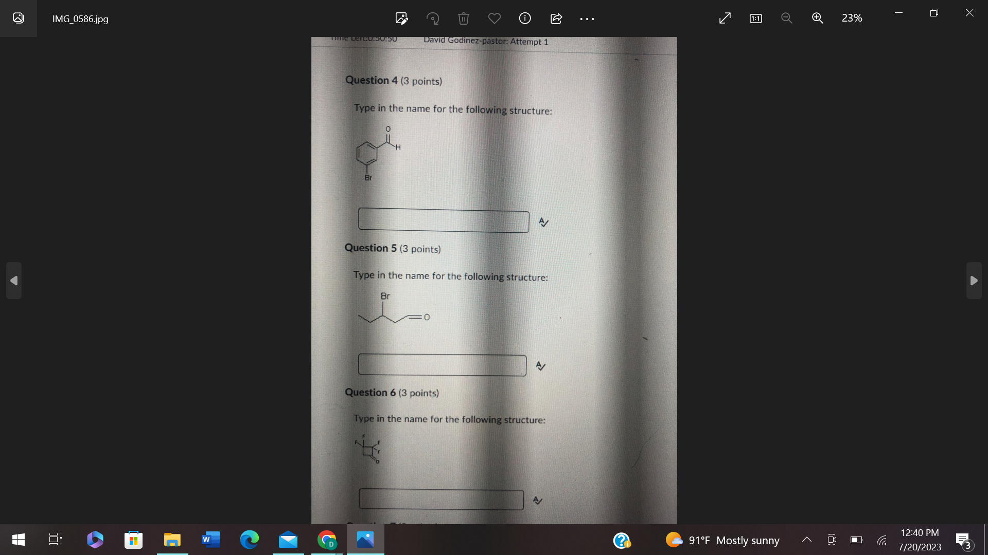 Type in the name for the following structure: | Chegg.com