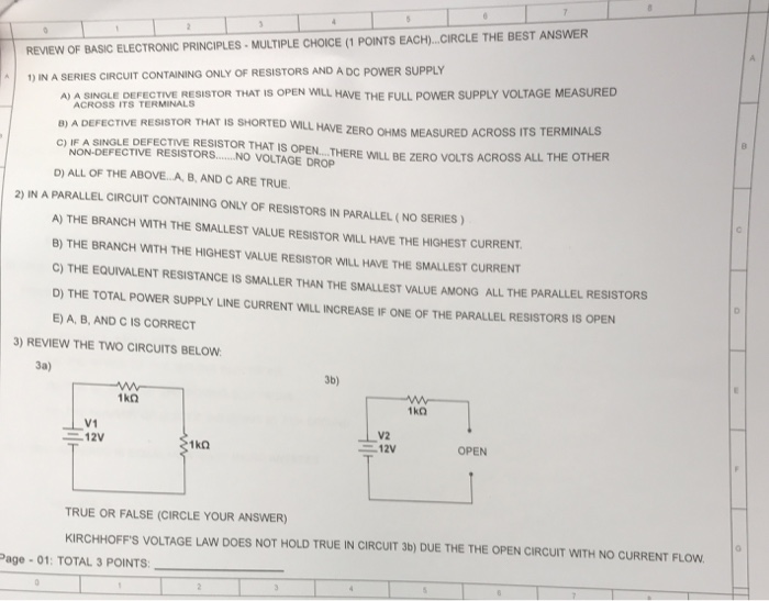 Solved REVIEW OF BASIC ELECTRONIC PRINCIPLES-MULTIPLE CHOICE | Chegg.com