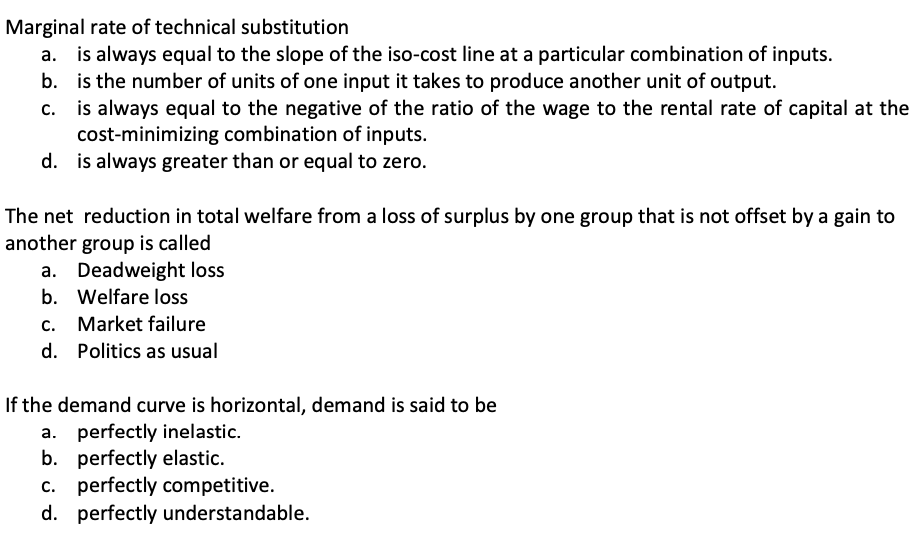 Solved Marginal rate of technical substitution a. is always | Chegg.com