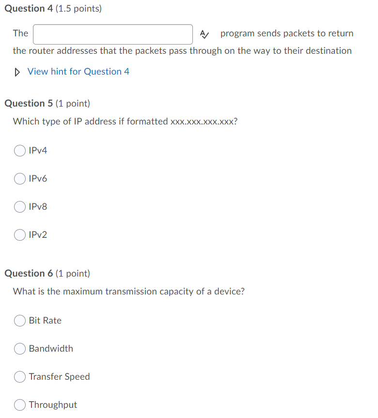Solved Question 4 (1.5 points) The A program sends packets | Chegg.com