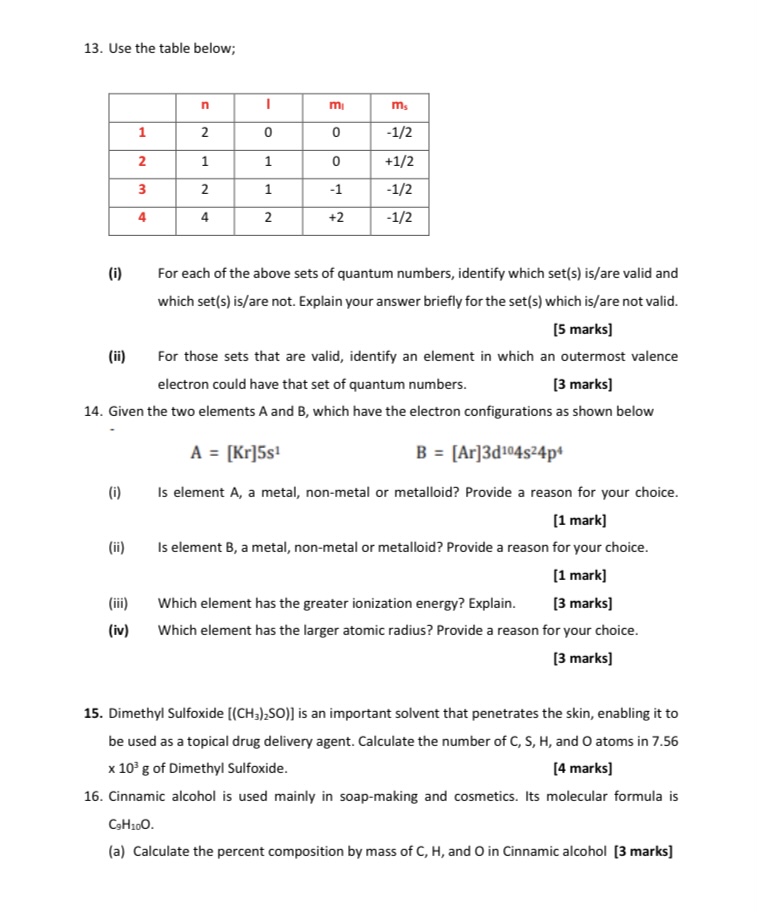 Solved 13. Use the table below; (i) For each of the above | Chegg.com