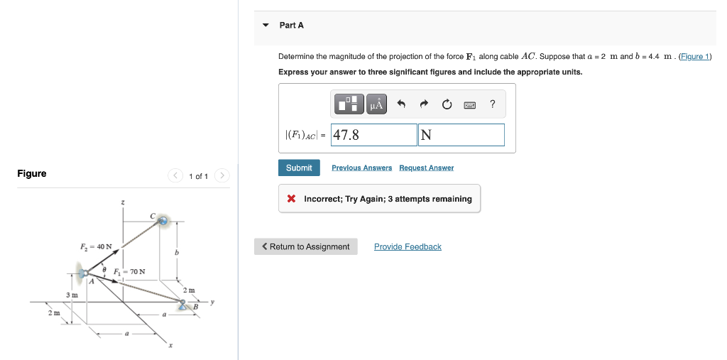 Solved Determine The Magnitude Of The Projection Of The