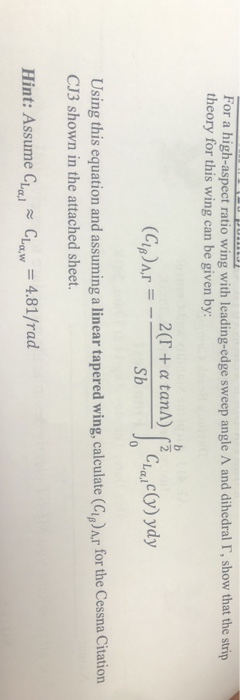Solved For a high-aspect ratio wing with leading-edge sweep | Chegg.com