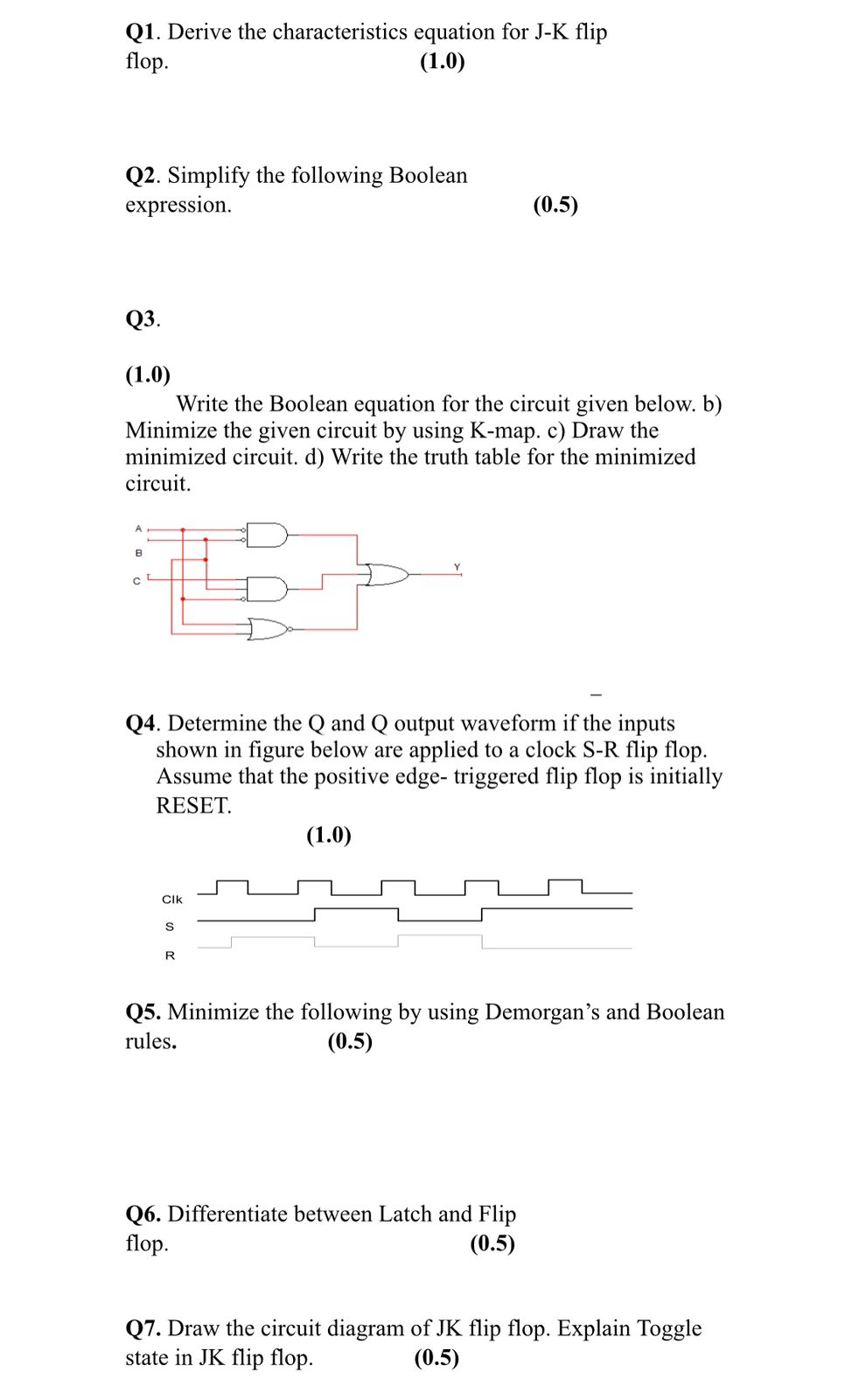 Solved Q1. Derive the characteristics equation for J-K flip | Chegg.com