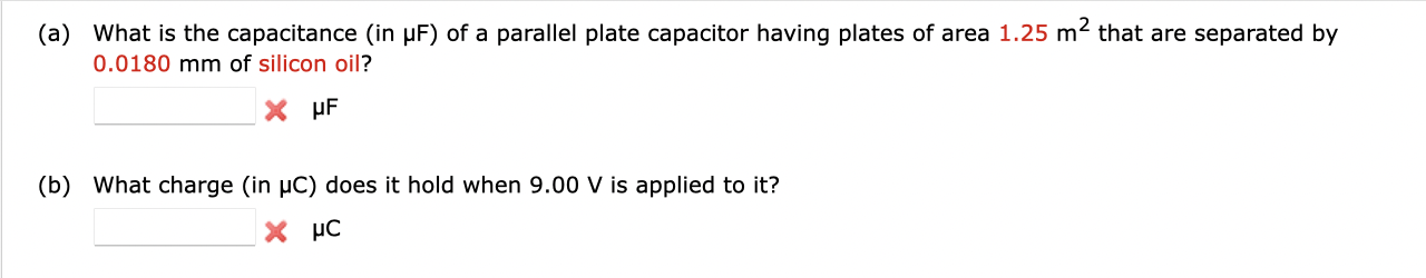 Solved What is the capacitance (in µF) of a parallel plate | Chegg.com