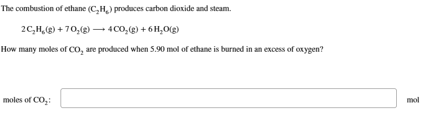 Solved The combustion of ethane (C2H6) produces carbon | Chegg.com
