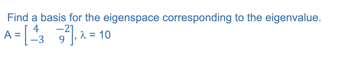 Solved Find a basis for the eigenspace corresponding to the | Chegg.com