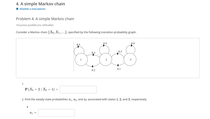 Solved 4. A simple Markov chain Añadido a marcadores Problem | Chegg.com