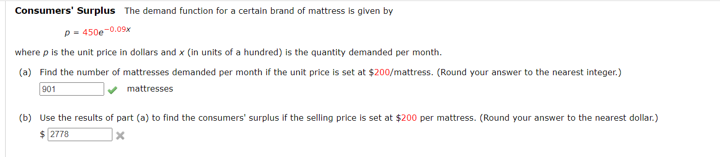 Solved Consumers' Surplus The demand function for a certain | Chegg.com
