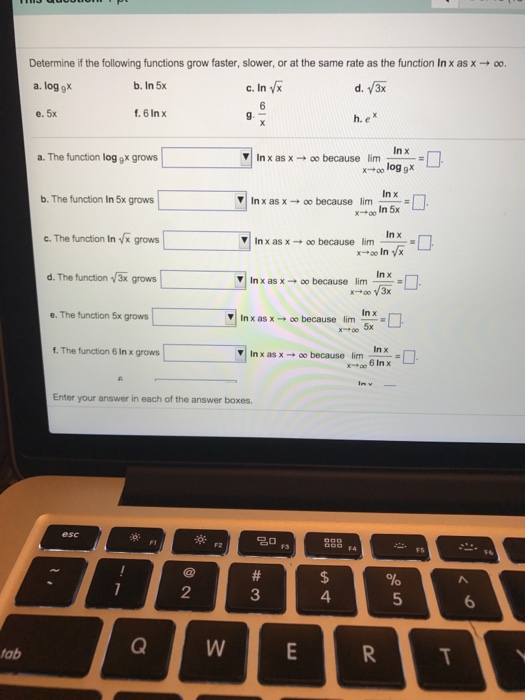Solved Determine if the following functions grow faster, | Chegg.com