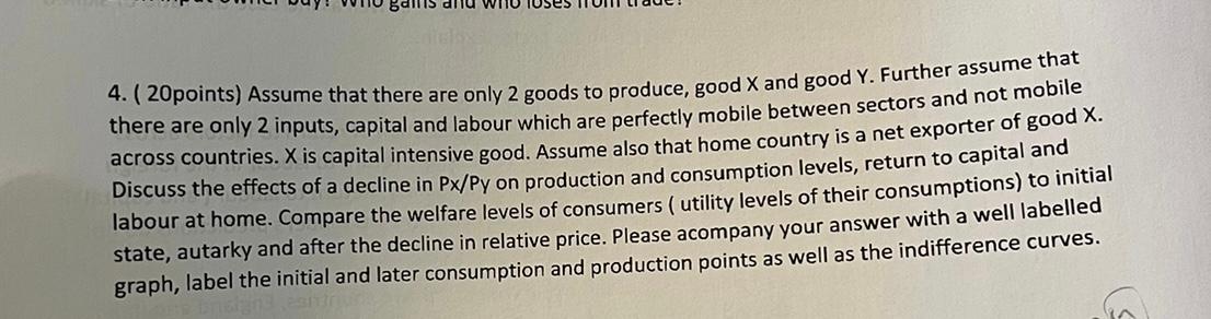 Solved 4. ( 20points) Assume that there are only 2 goods to | Chegg.com