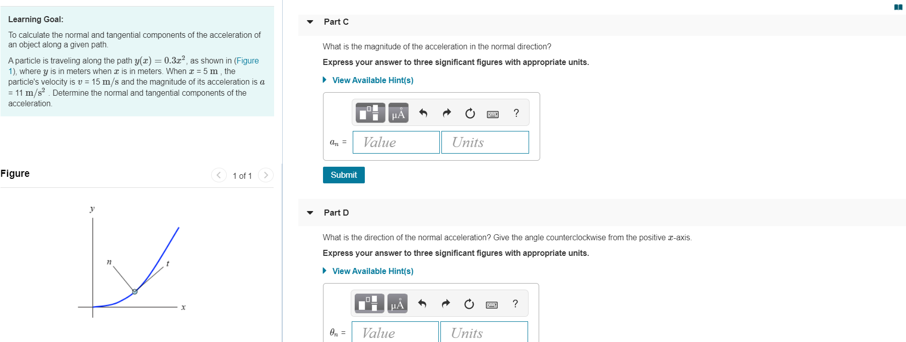 Solved Part A Learning Goal: To calculate the normal and | Chegg.com