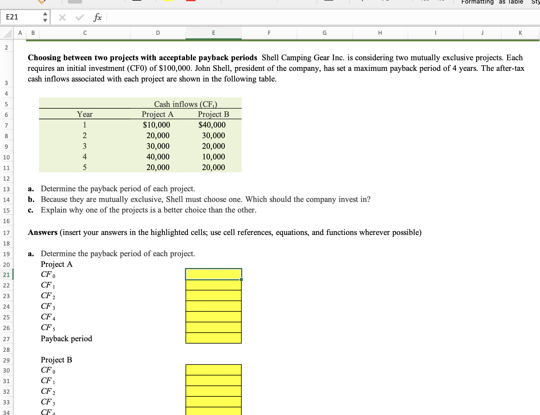 Solved Choosing between two projects with acceptable payback | Chegg.com