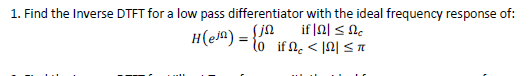 a) Design a low pass FIR differentiator with the | Chegg.com