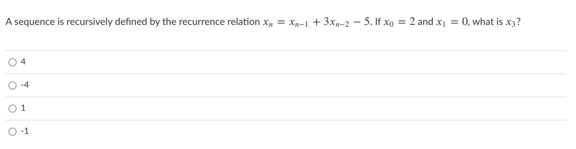 Solved A sequence is recursively defined by the recurrence | Chegg.com