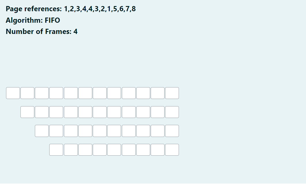 Page references: 1,2,3,4,4,3,2,1,5,6,7,8 Algorithm: | Chegg.com