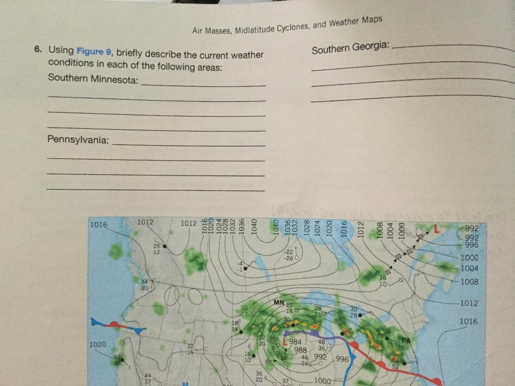 Solved Air Masses, Midlatitude Cyclones, and Weather Maps | Chegg.com