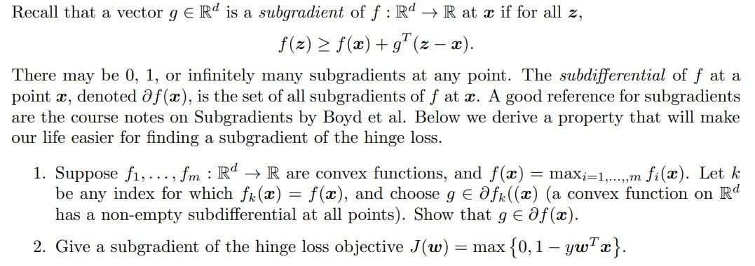Solved f(z)≥f(x)+gT(z−x). There may be 0,1 , or infinitely | Chegg.com
