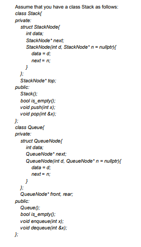 Solved Assume that you have a class Stack as follows: class | Chegg.com